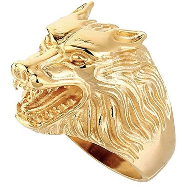 Anillo acero cabeza de lobo - Anillos de